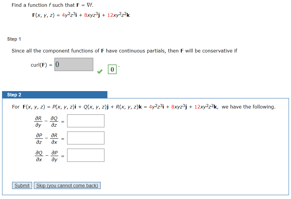 Solved Find a function f such that F = Vf. F(x, y, z) 4y2z3i | Chegg.com