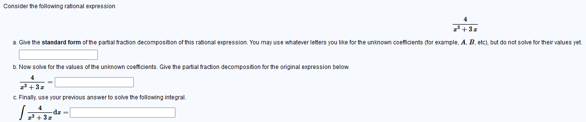 Solved Consider the following rational expression4x3+3xb. | Chegg.com