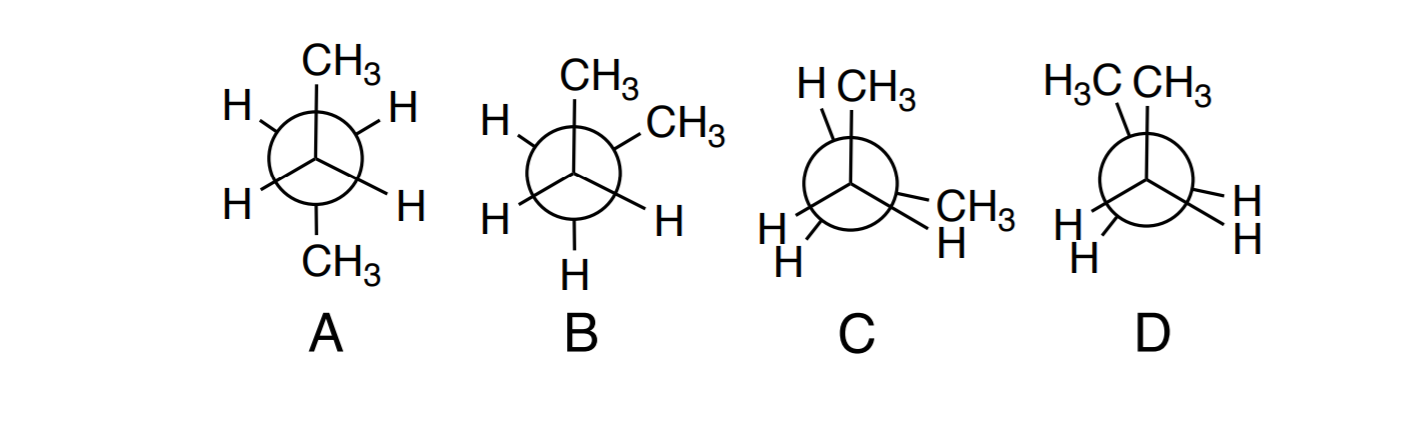 Solved Rank the following conformations of butane from | Chegg.com