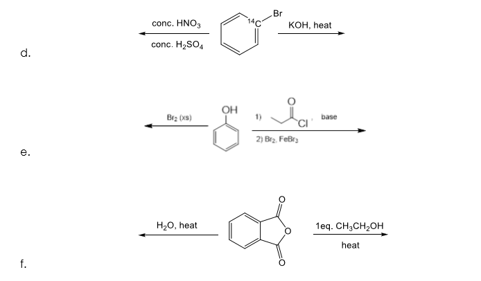 Solved conc. HNO3 Br KOH, heat conc. H2SO4 d . OH Bra (X) | Chegg.com