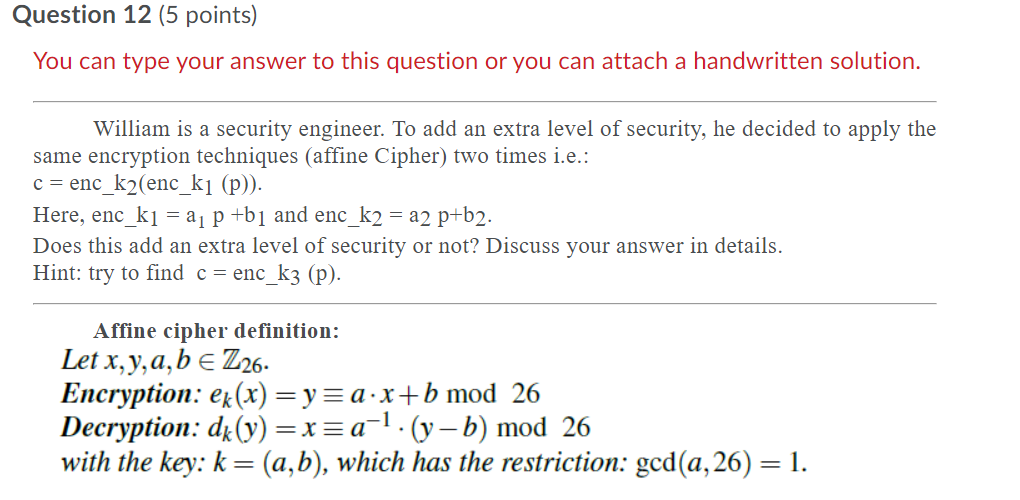 Solved Question 12 (5 points) You can type your answer to | Chegg.com