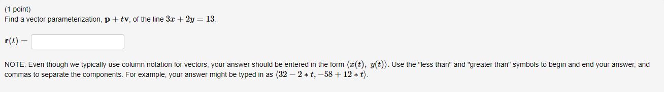 1 Point Find A Vector Parameterization P Tv Of