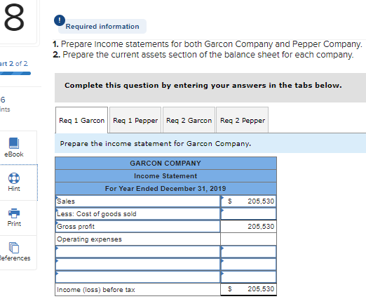 Solved 8 Required information 1. Prepare Income statements | Chegg.com