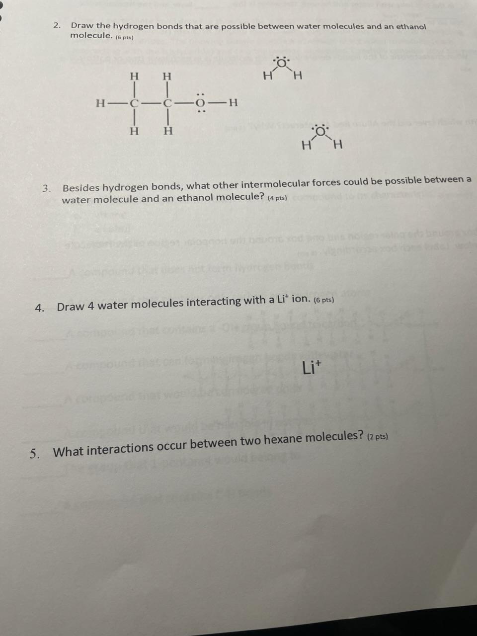 Solved 2. Draw the hydrogen bonds that are possible between | Chegg.com