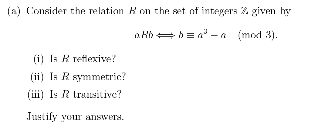 a) Consider the relation R on the set of integers Z | Chegg.com