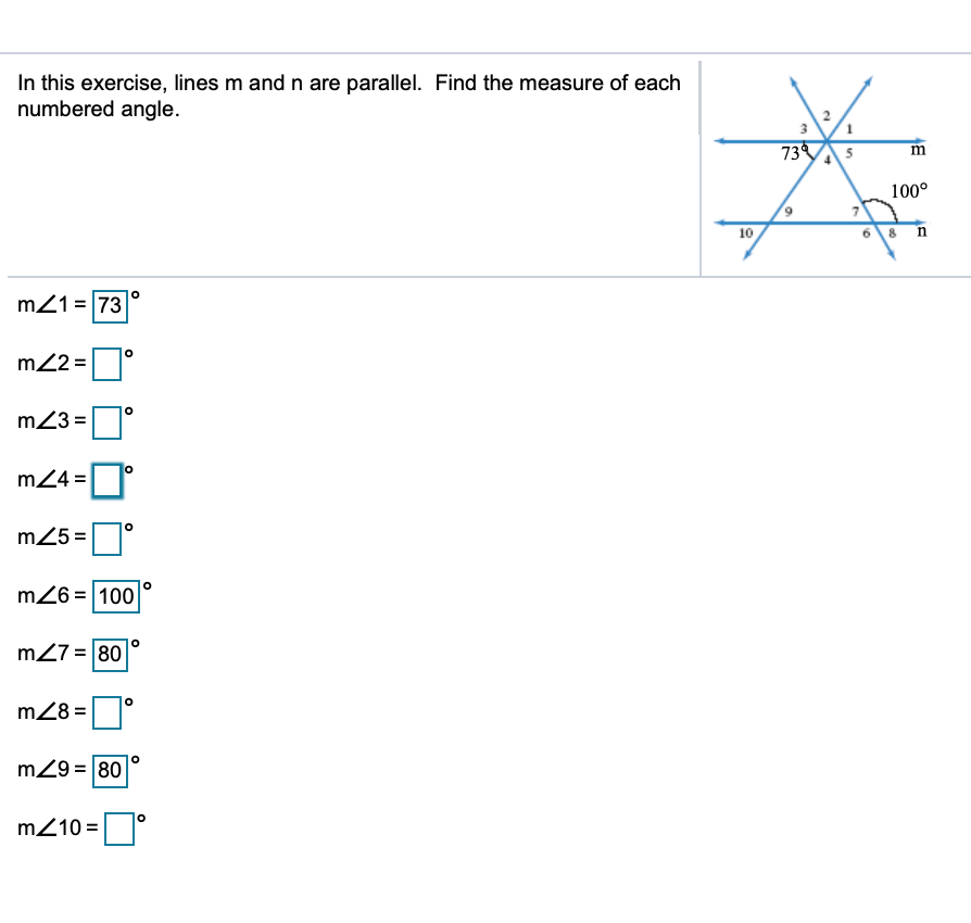 Solved In this exercise, lines m and n are parallel. Find | Chegg.com