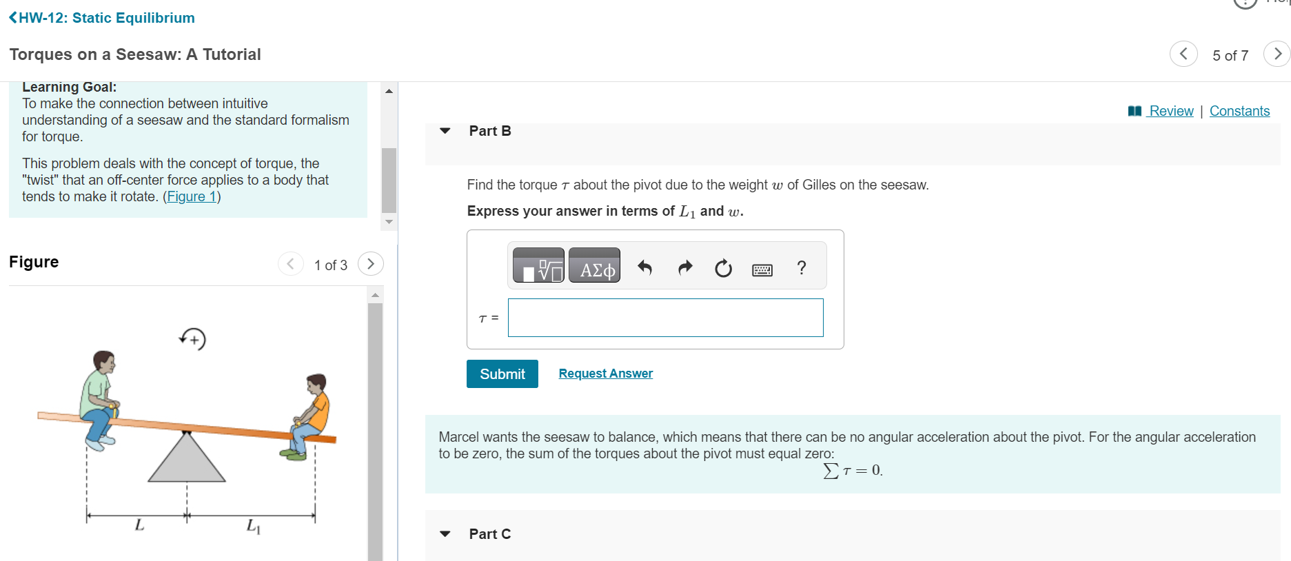 Solved Torques on a Seesaw: A TutorialLearning Goal:To make | Chegg.com