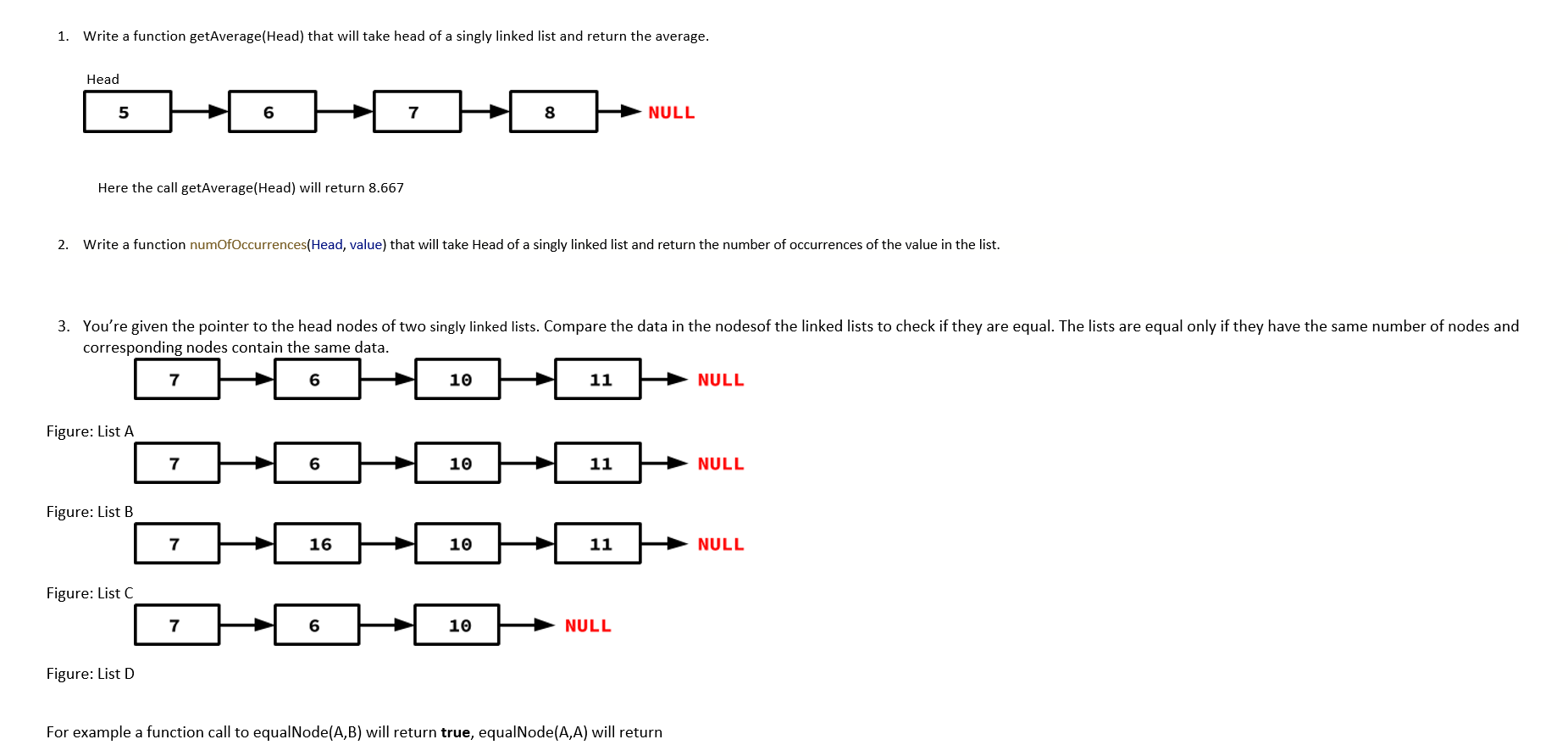 Solved 1. Write a function getAverage(Head) that will take | Chegg.com