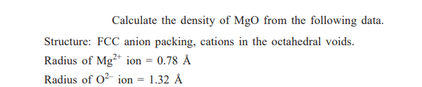 Solved Calculate the density of Mgo from the following data. | Chegg.com