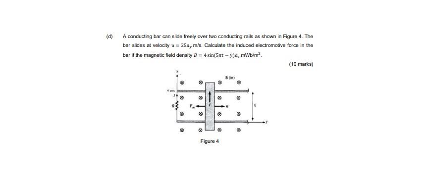 Solved (d) A conducting bar can slide freely over two | Chegg.com
