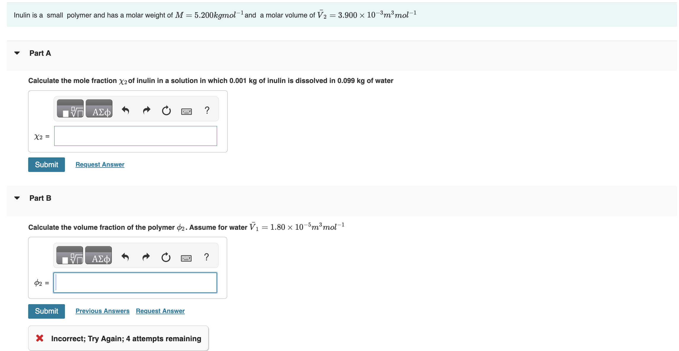 Solved Inulin is a small polymer and has a molar weight of | Chegg.com