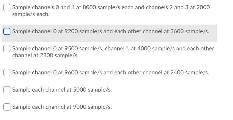 | Sample channels 0 and 1 at 8000 sample/s each and | Chegg.com