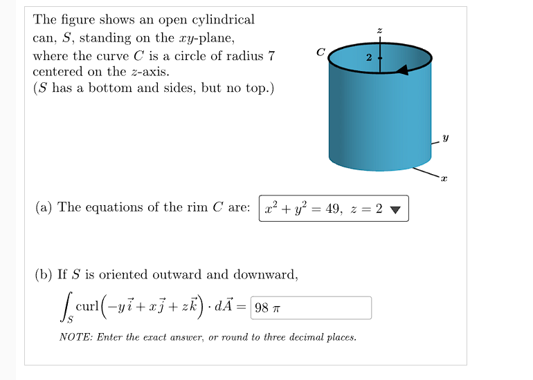 Solved The figure shows an open cylindrical can, S, standing | Chegg.com