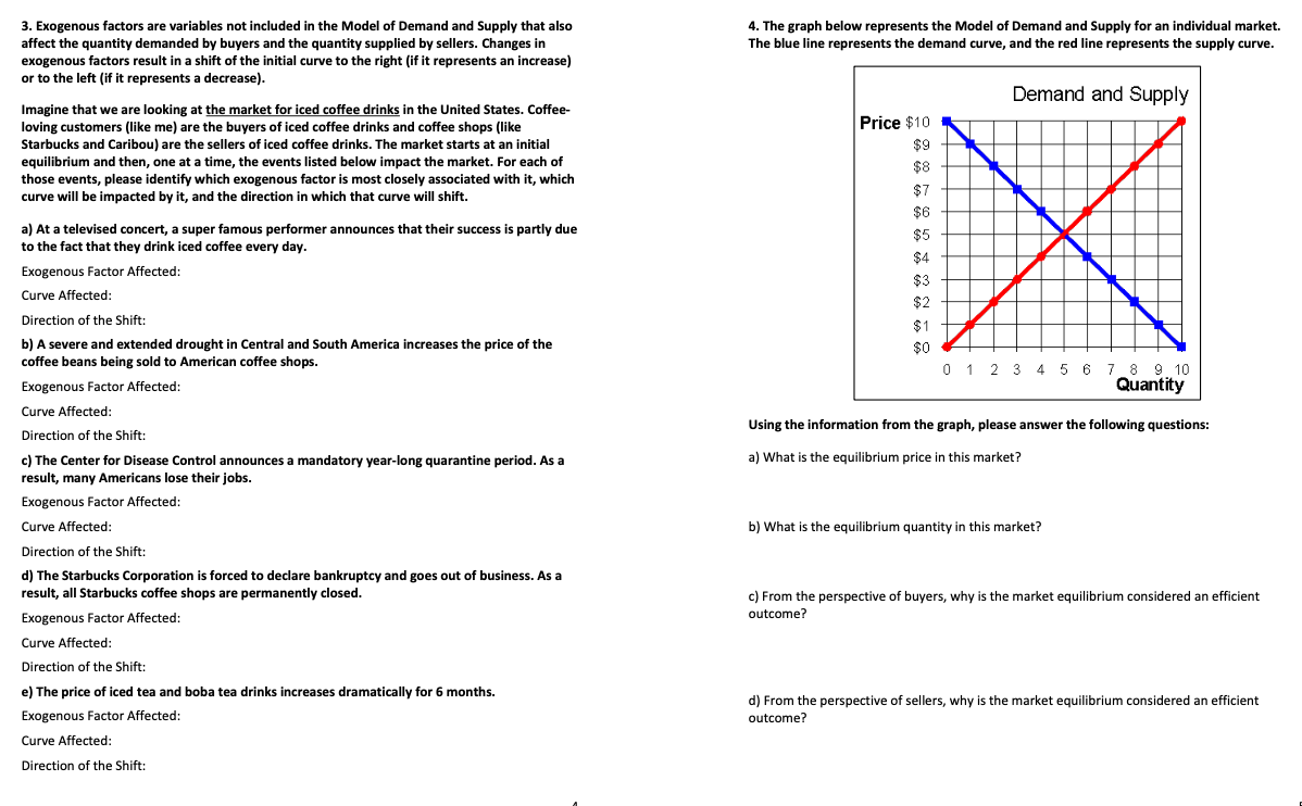 Solved Exogenous factors are variables not included in the | Chegg.com