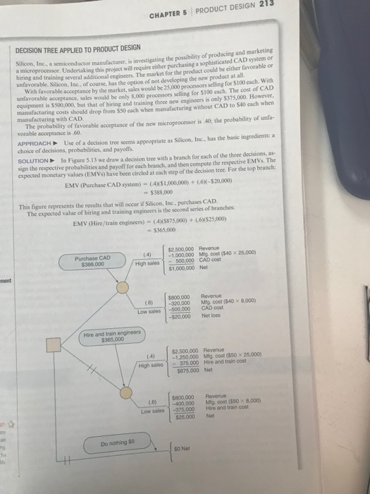 Solved CHAPTER 5 PRODUCT DESIGN 213 DECISION TREE APPLIED TO | Chegg.com
