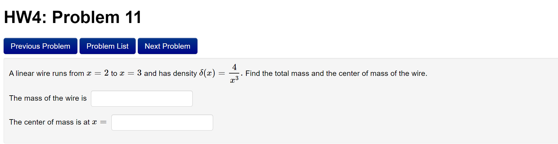 Solved HW4: Problem 11 Previous Problem Problem List Next | Chegg.com
