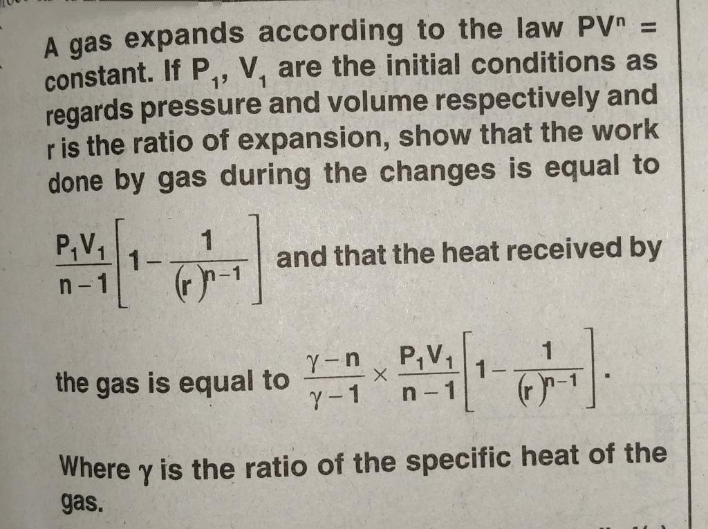 Solved A gas expands according to the law PVN = constant. If | Chegg.com