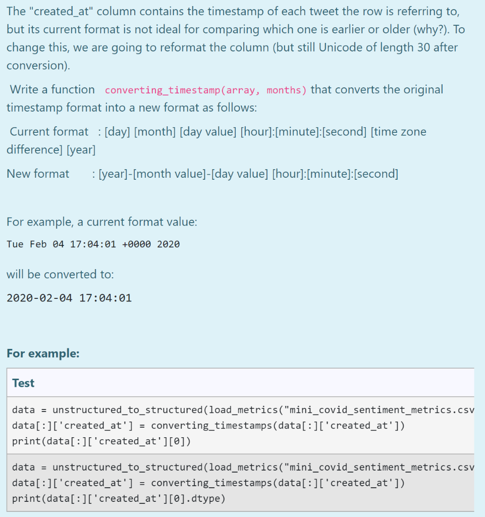 The created at Column Contains The Timestamp Of Chegg