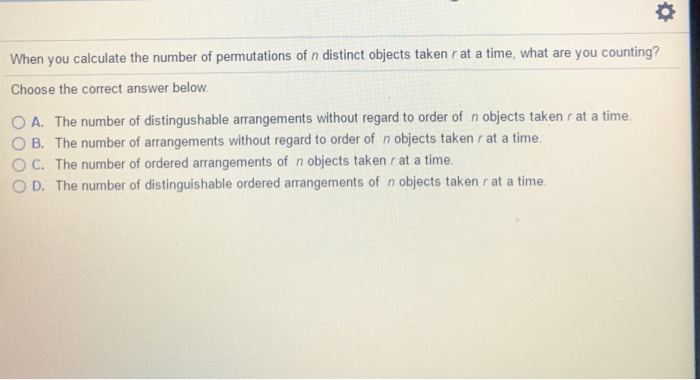 Solved When you calculate the number of permutations of n | Chegg.com Solved When you calculate the number of permutations of n | Chegg.com