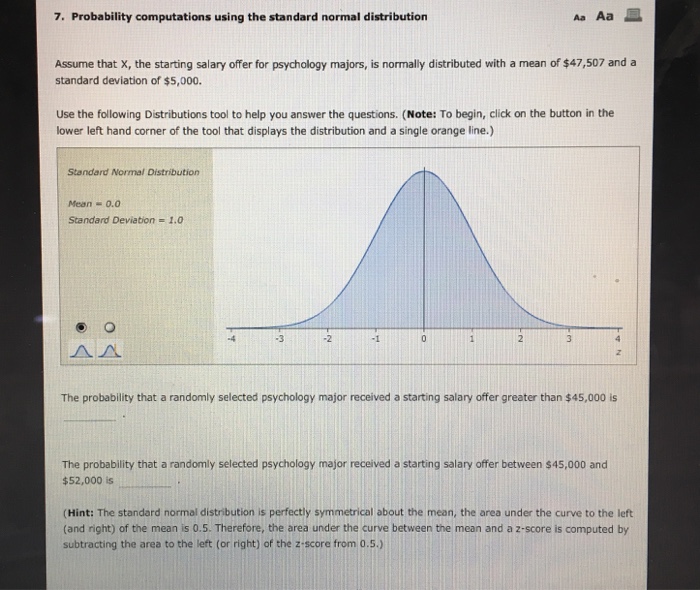 Solved 7. Probability computations using the standard normal | Chegg.com