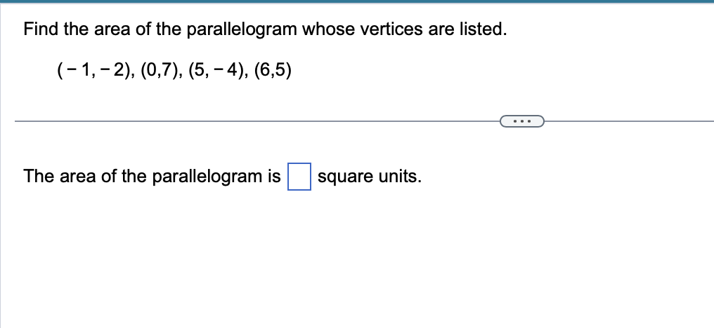 Solved Find The Area Of The Parallelogram Whose Vertices Are