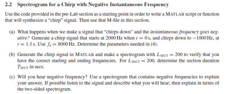 2.2.1 Section Length in Chirp Spectrogram When we | Chegg.com