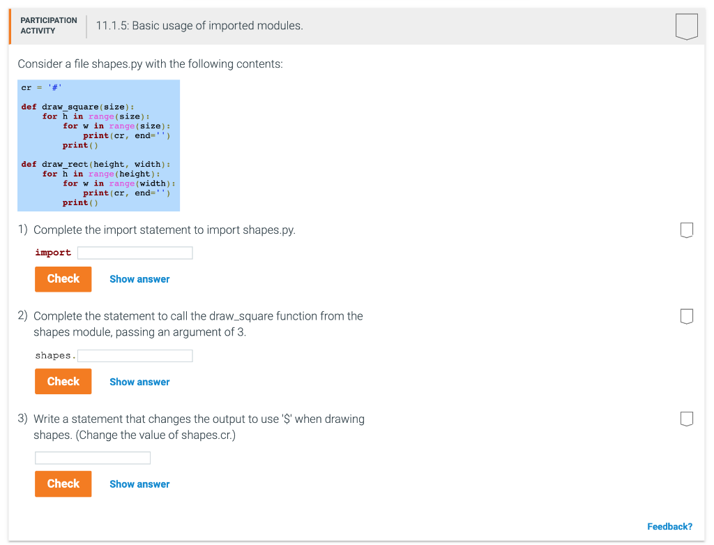 Solved PARTICIPATION ACTIVITY 11.1.5: Basic usage of | Chegg.com