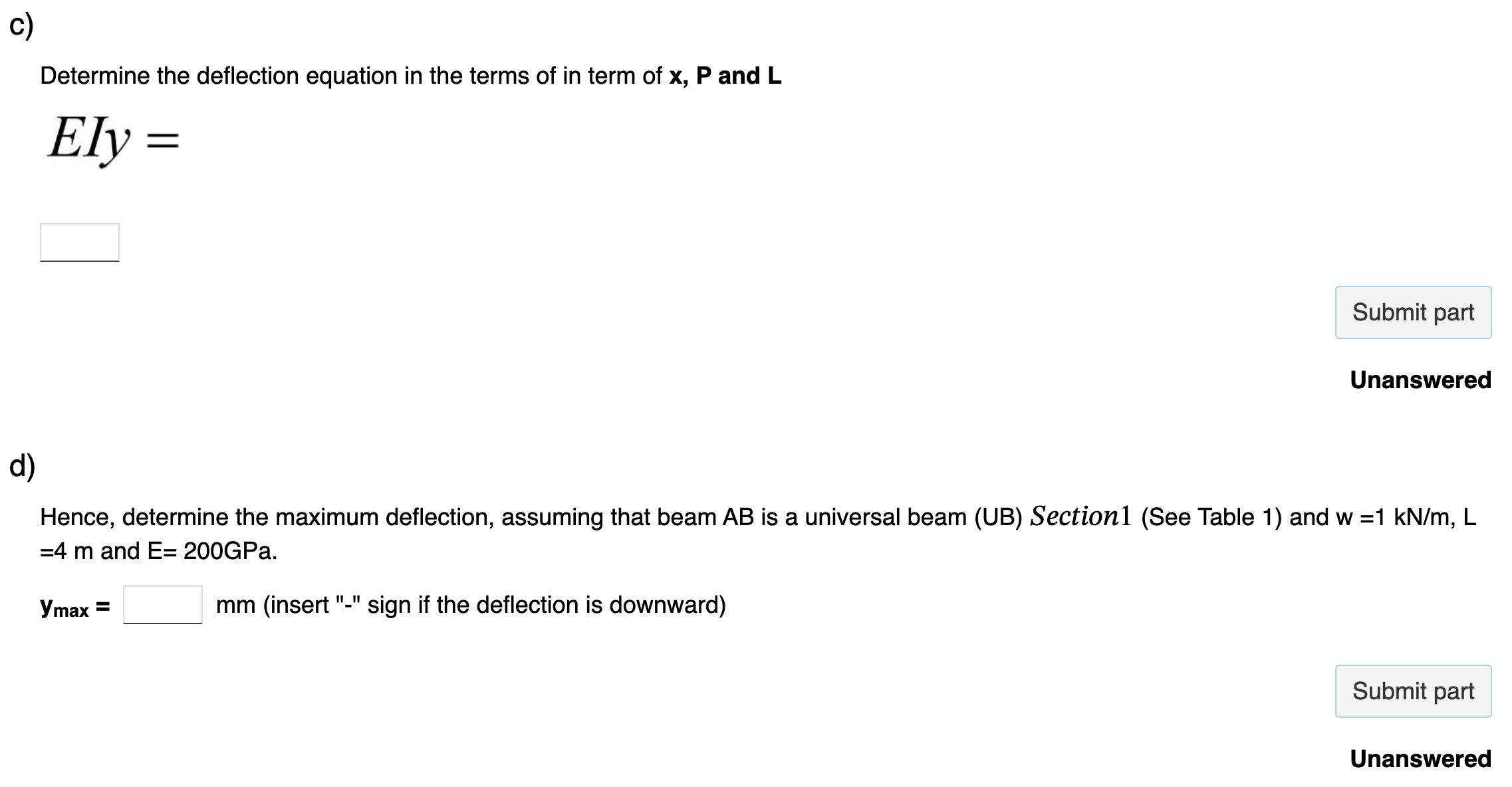 Solved The Linear distributed loaded steel beam is shown in | Chegg.com