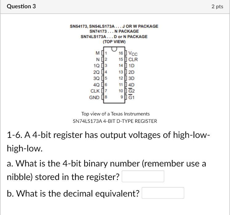 Solved Top view of a Texas Instruments SN74LS173A 4-BIT | Chegg.com
