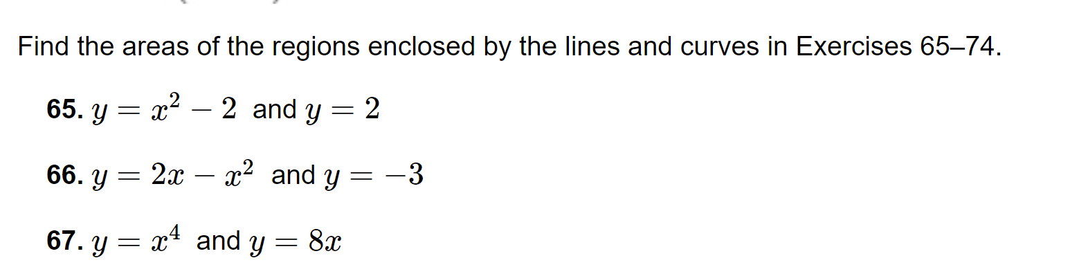 Solved Find the areas of the regions enclosed by the lines | Chegg.com