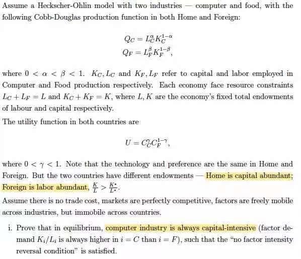 Assume a Heckscher-Ohlin model with two industries - | Chegg.com