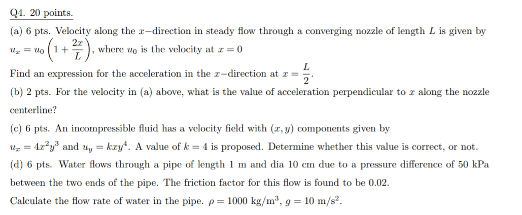 Solved Q4. 20 points. (a) 6 pts. Velocity along the | Chegg.com