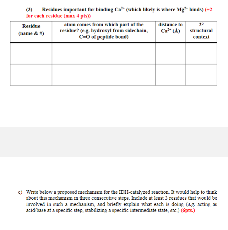Solved (3) Residues important for binding Ca2+ (which likely | Chegg.com