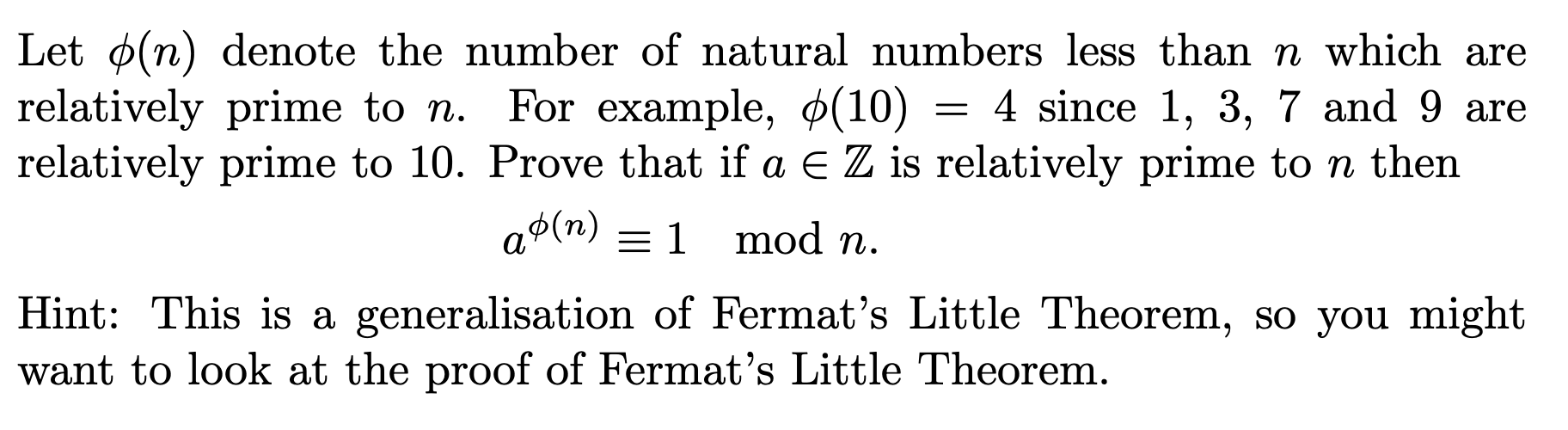 Solved Let (n) denote the number of natural numbers less | Chegg.com