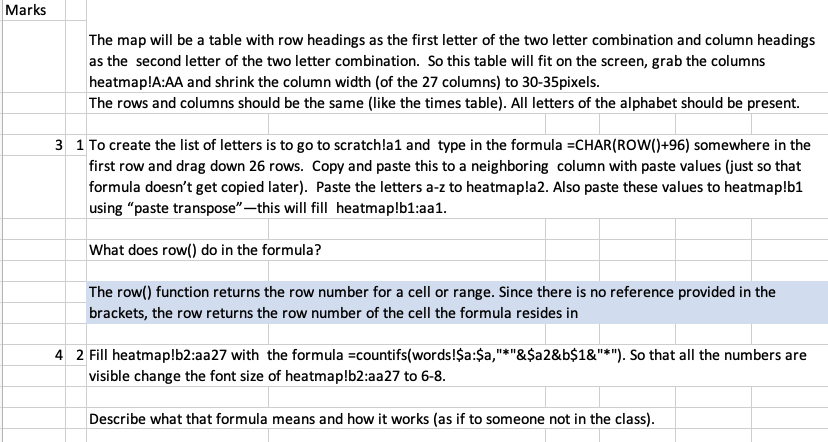 Marks The map will be a table with row headings as | Chegg.com