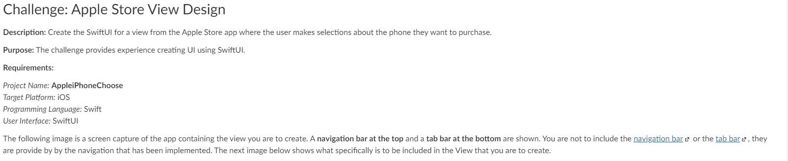 Challenge: Apple Store View Design Description: | Chegg.com