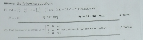Solved Subject : Linear Algebra Please I need the answers | Chegg.com