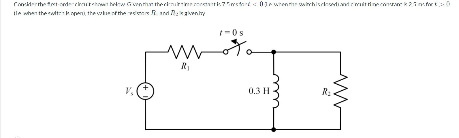 Solved Consider the first-order circuit shown below. Given | Chegg.com