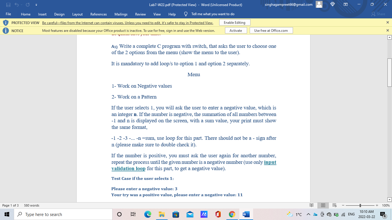 Solved SC Lab7-w22.pdf (Protected View) - Word (Unlicensed | Chegg.com