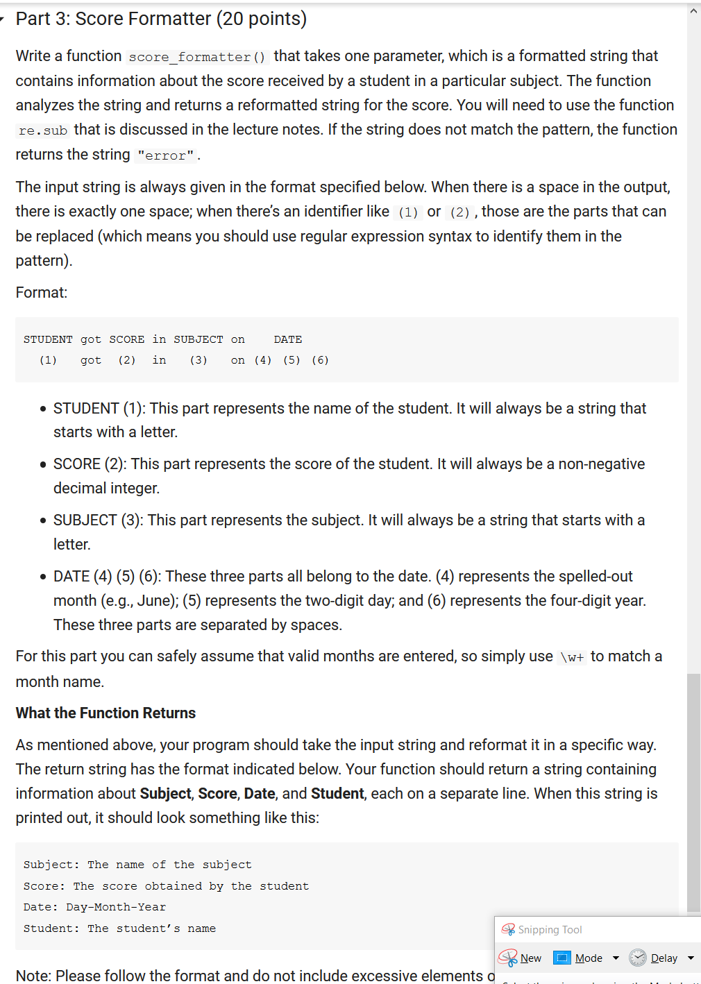 Solved - Part 3: Score Formatter (20 points) Write a | Chegg.com