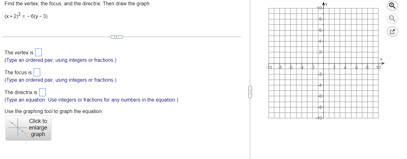 Solved Find the vertex, the focus, and the directrix. Then | Chegg.com
