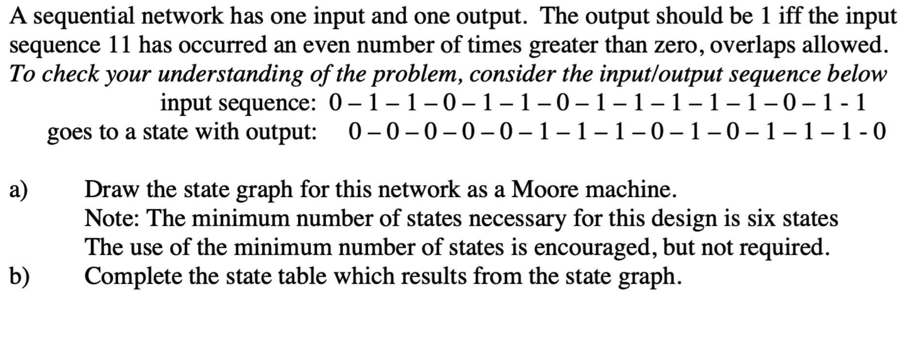 Solved A sequential network has one input and one output. | Chegg.com