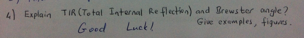 Solved 4) Explain TIR (Total Internal Reflection) and | Chegg.com