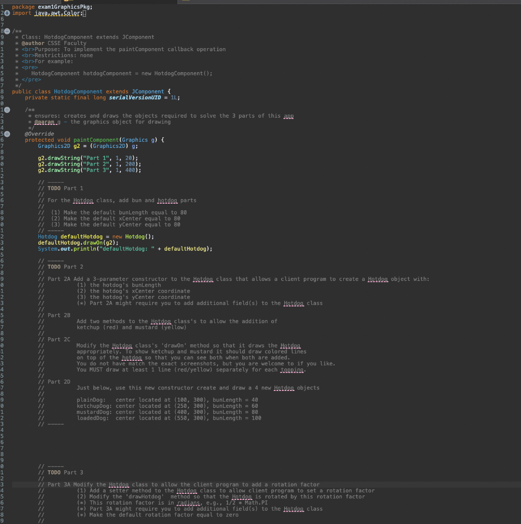 Solved Java graphics. Complete the code based on the | Chegg.com
