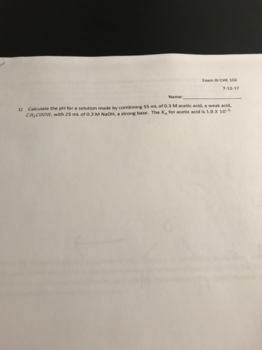 Solved Calculate the pH for a solution made by combining 55 | Chegg.com
