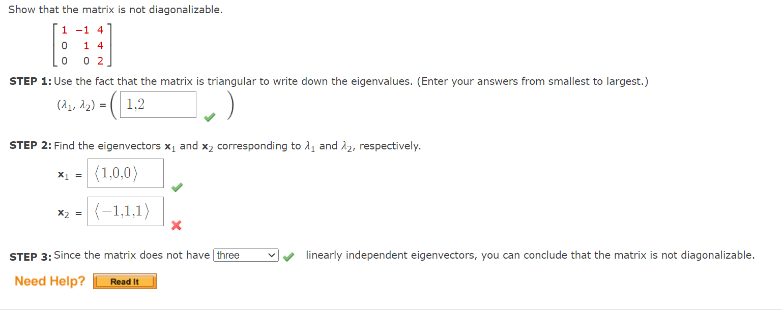 Solved Show that the matrix is not diagonalizable. | Chegg.com