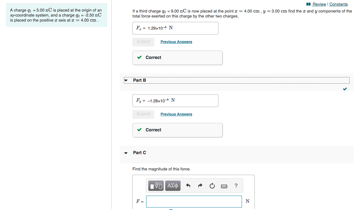 Solved A charge q1= 5.00 nC is placed at the origin of an | Chegg.com