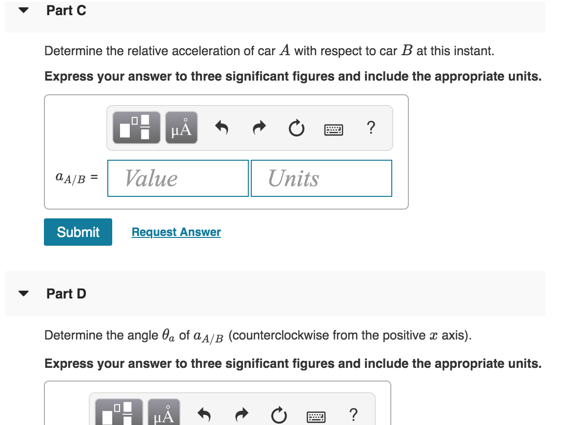 Solved Review Part A Cars A and B are traveling around the | Chegg.com