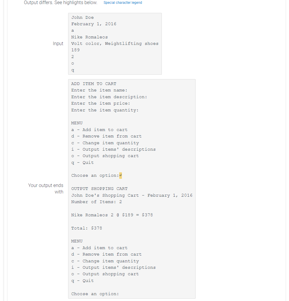 Solved 14.5 LAB*: Program: Online shopping cart (Part | Chegg.com