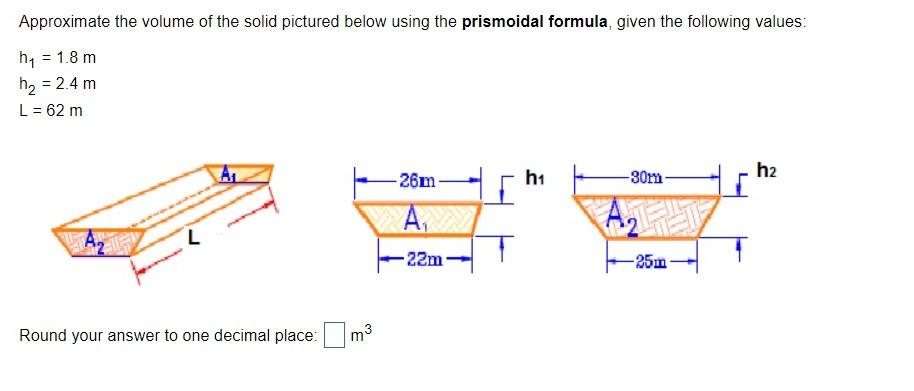 Solved Approximate the volume of the solid pictured below | Chegg.com